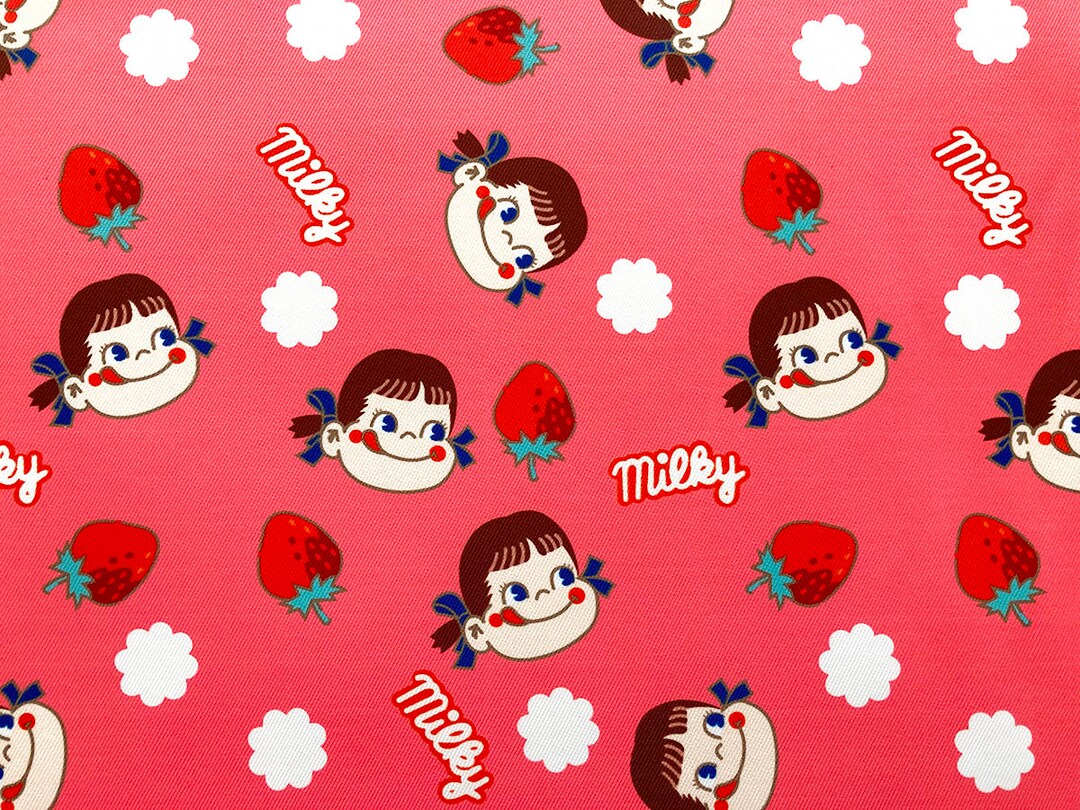 5398 Milky Peko Poko Peko-chan Strawberry Waterproof Polyester Fabric ...