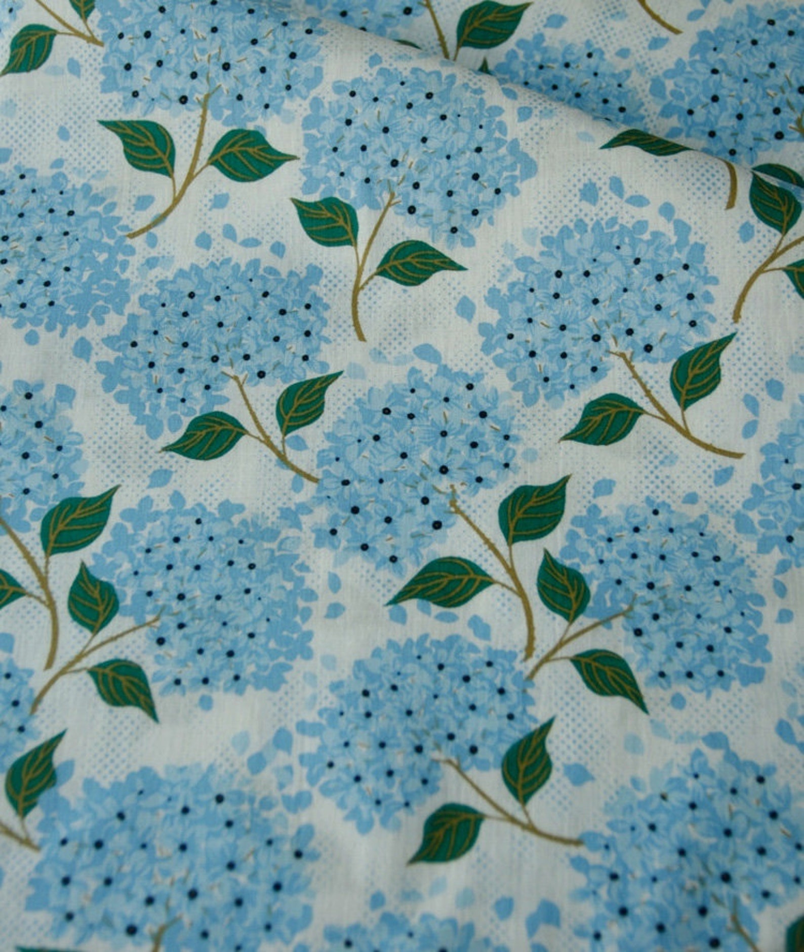 5984 - Chic Blue Hydrangea Flower Floral Poplin Cotton Fabric - 57 Inch ...