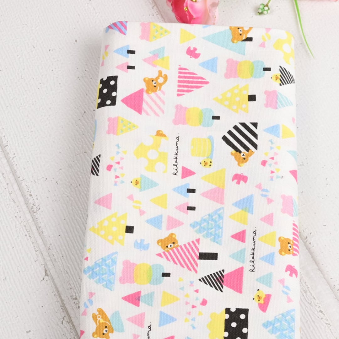 5932 - Kawaii Rilakkuma Bear Colorful Triangle Tree Bird Cotton Duck ...