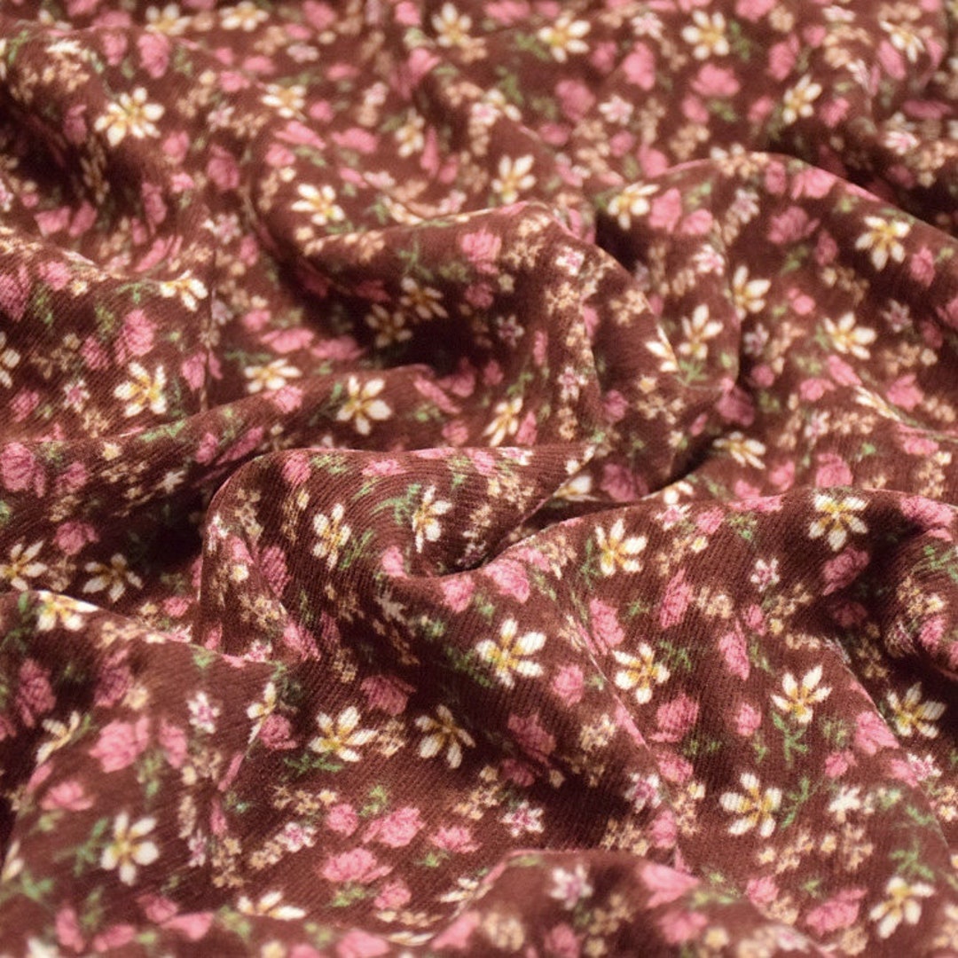 6049 - Chic Flower Floral Corduroy Fabric - 59 Inch (width) X 1/2 Yard ...