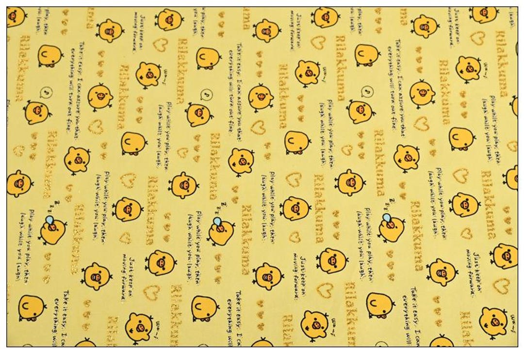 6241 - Kawaii Rilakkuma Bear Kiiroitori Bird Cotton Duck Thin Canvas ...