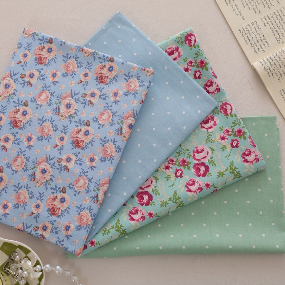 6095 Cottage Chic Rose Flower Floral Cotton Fabric 62 Inch width X 1/2 ...