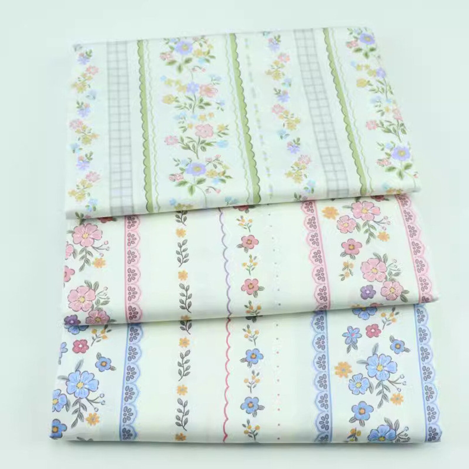 6116 - Cottage Chic Flower Floral Stripe & Gingham Cotton Fabric - 62 ...