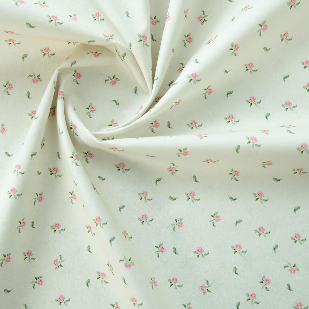 6281.G - Cottage Chic Mini Rose Bud Flower Floral Poplin Cotton Fabric ...