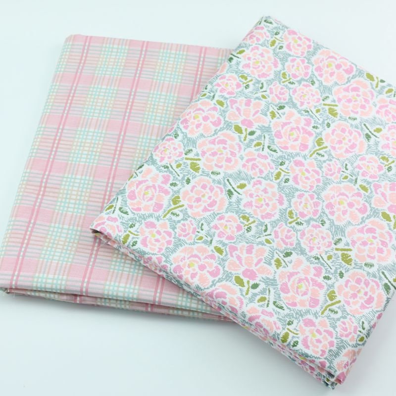 5593 Chic Floral & Pink Gingham Cotton Fabric DIY Bedding | Etsy