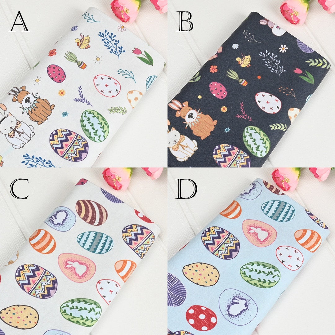 6066 Assorted Easter Eggs Animals Bunny Rabbit Floral Cotton Fabric 43 ...