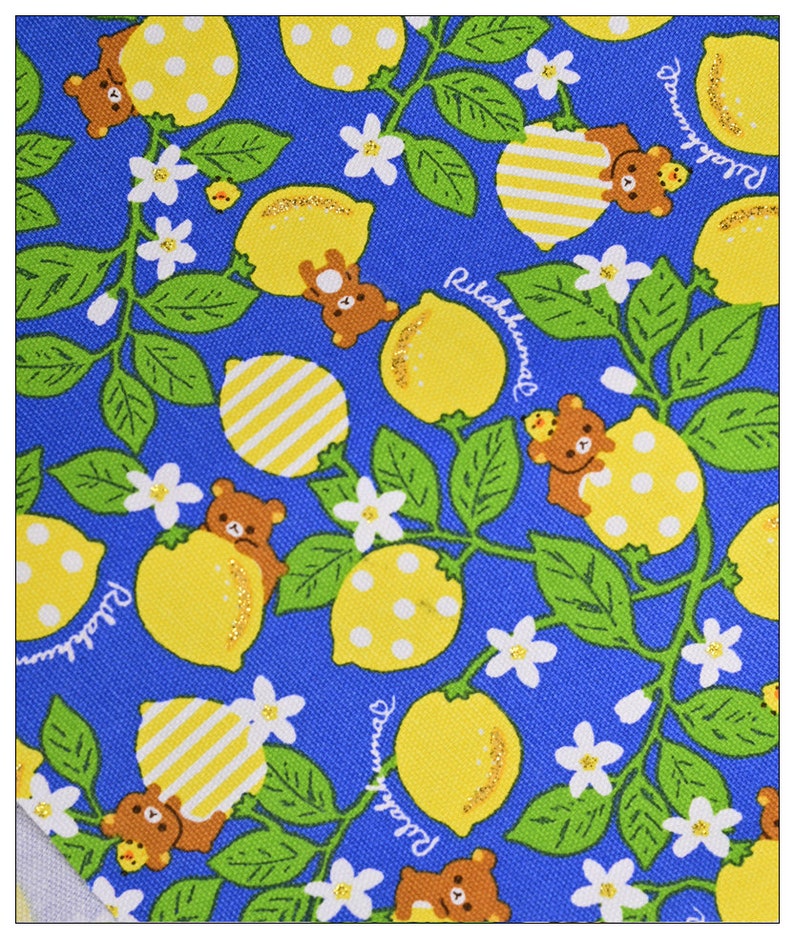 5931 - Kawaii Rilakkuma Bear Lemon Flower Cotton Duck Thin Canvas ...