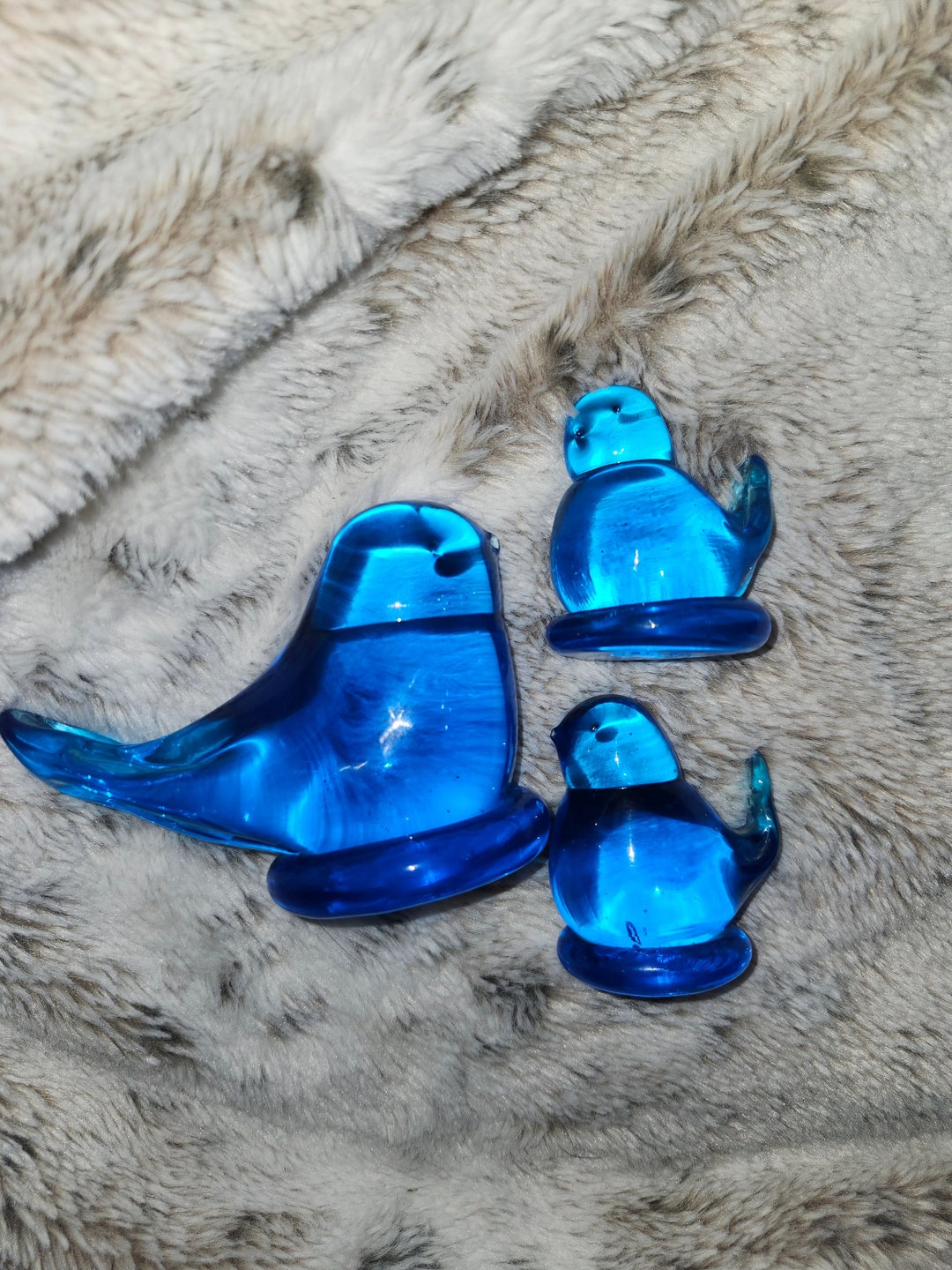 Vintage Leo Ward 1986 Blue Glass Bird Sets - Etsy