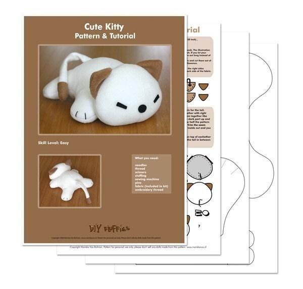 Cute Kitty Cat Sewing Pattern – DIY Fleece Plush (PDF) - Etsy Canada