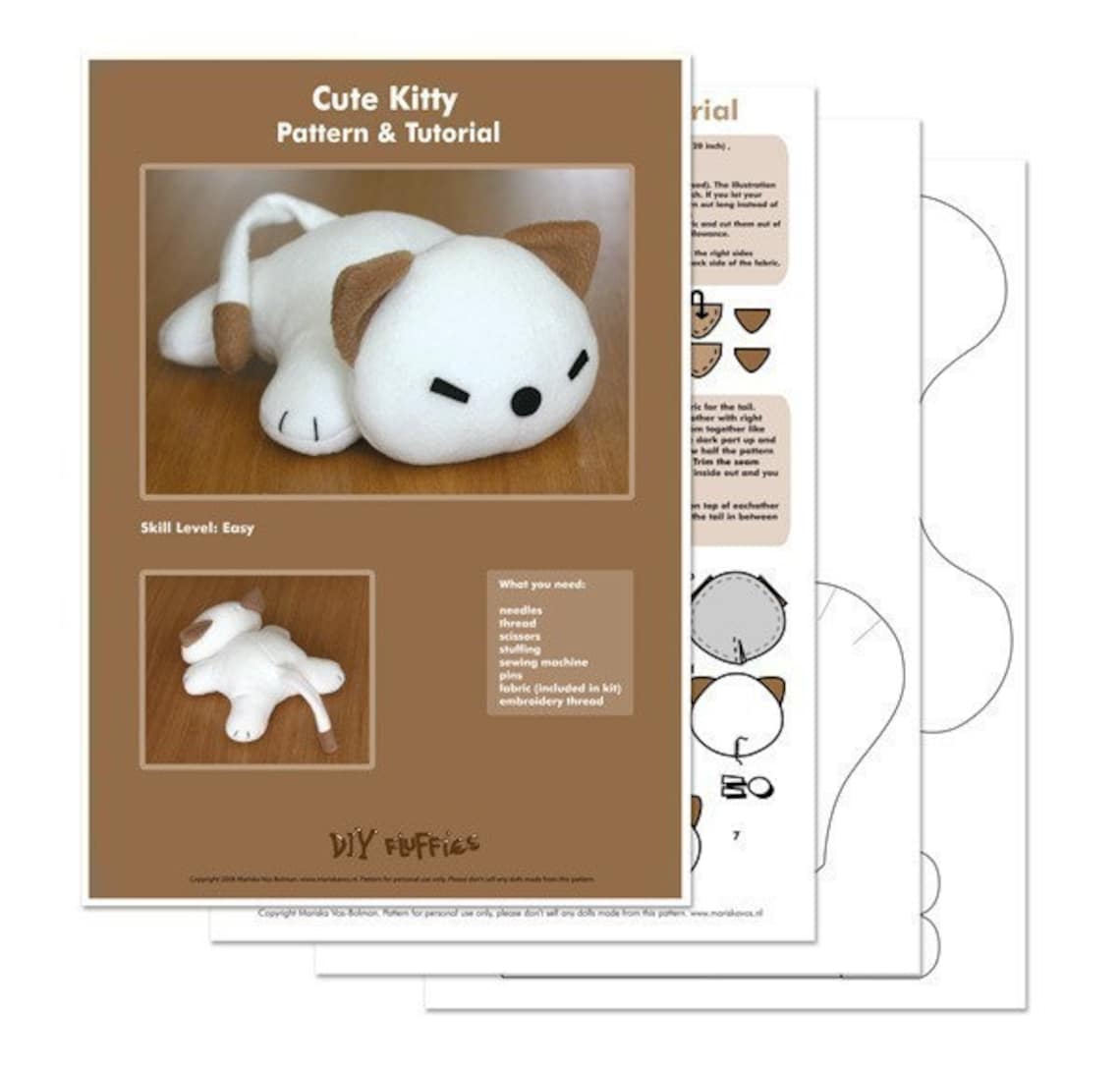 Cute Kitty Softie Cat Sewing Pattern PDF - Etsy