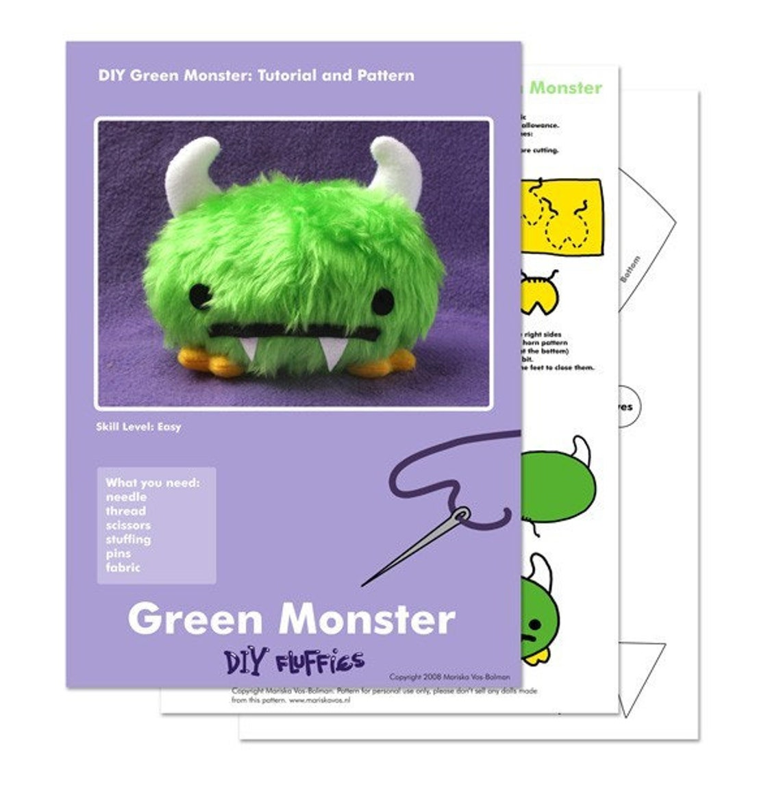 Green Monster soft toy sewing plushie doll Pattern PDF | Etsy