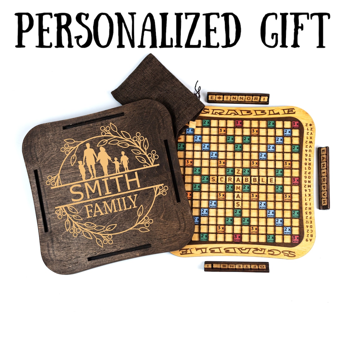 Personalized Scrabble Game Set Board Game for Family Personalized ...