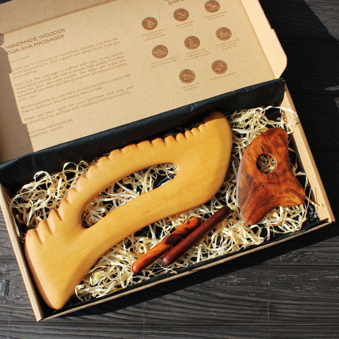 Personalized Wooden Gua Sha Set Custom Wooden Tools for Face & Body ...