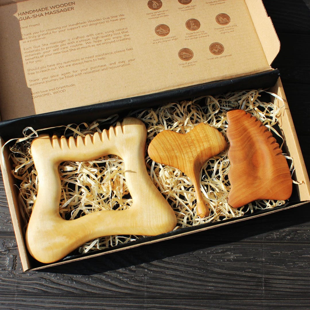 Personalized Wooden Gua Sha Gift Set Wooden Massage Tools Perfect for ...