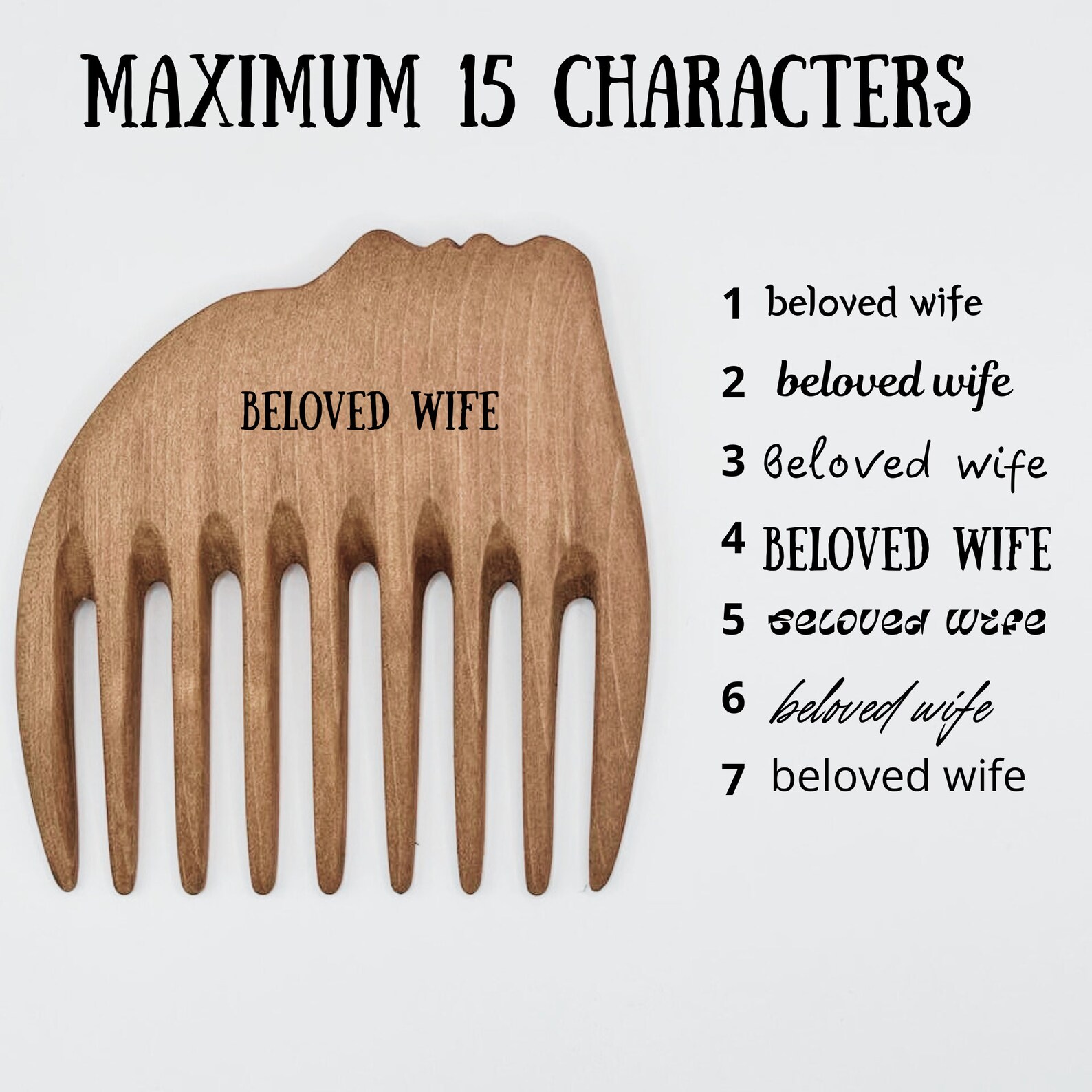 Women Wooden Hair Comb Personalized Gift for Girlfriend Comb for Curly ...