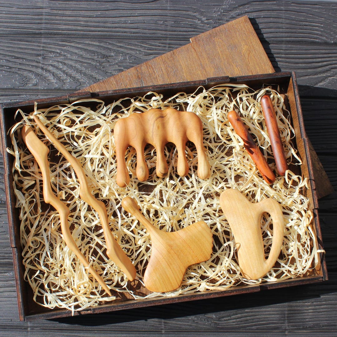 Personalized Wooden Gua Sha Set Custom Face & Body Massage Tool for ...