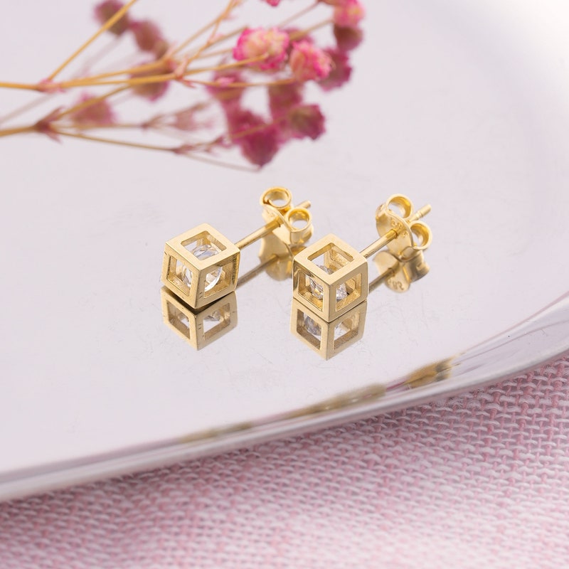 Cube Stud Earrings - Etsy