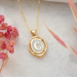 Personalized Pendant, 14K Solid Gold Letter Necklace, Minimalist 14K ...