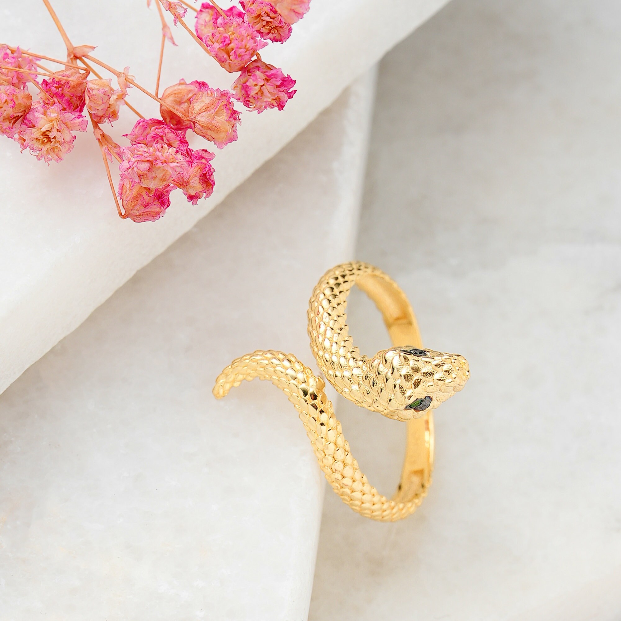 14K Gold Snake Ring, Dainty Custom Snake Ring, 14K Solid Gold Snake ...