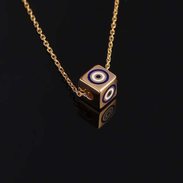 Evil Eye Cube Necklace - Etsy