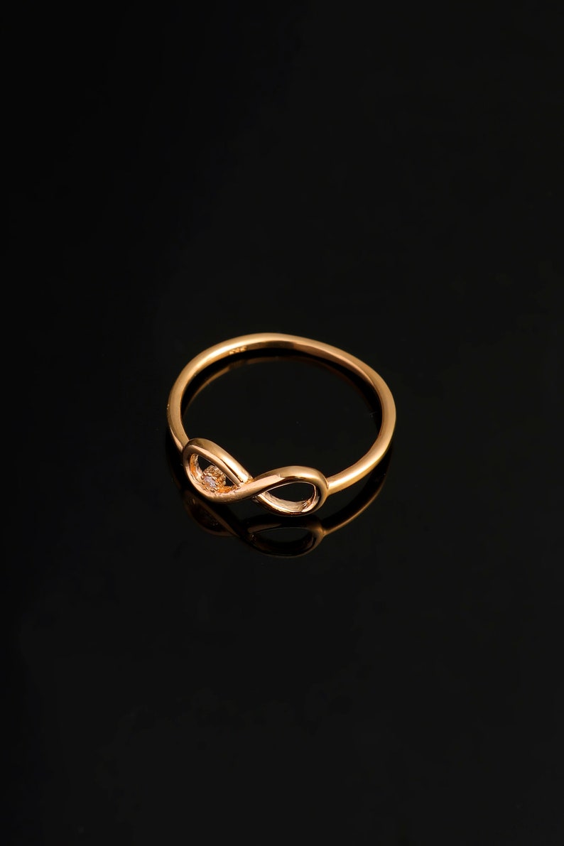 14K Gold Infinity Ring, Dainty Custom Infinity Ring, 14K Solid Gold ...