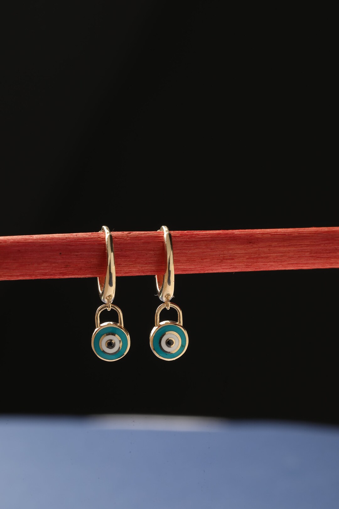 14K Gold Evil Eye Earrings, 14K Solid Gold Eye Earrings, Dainty Custom ...