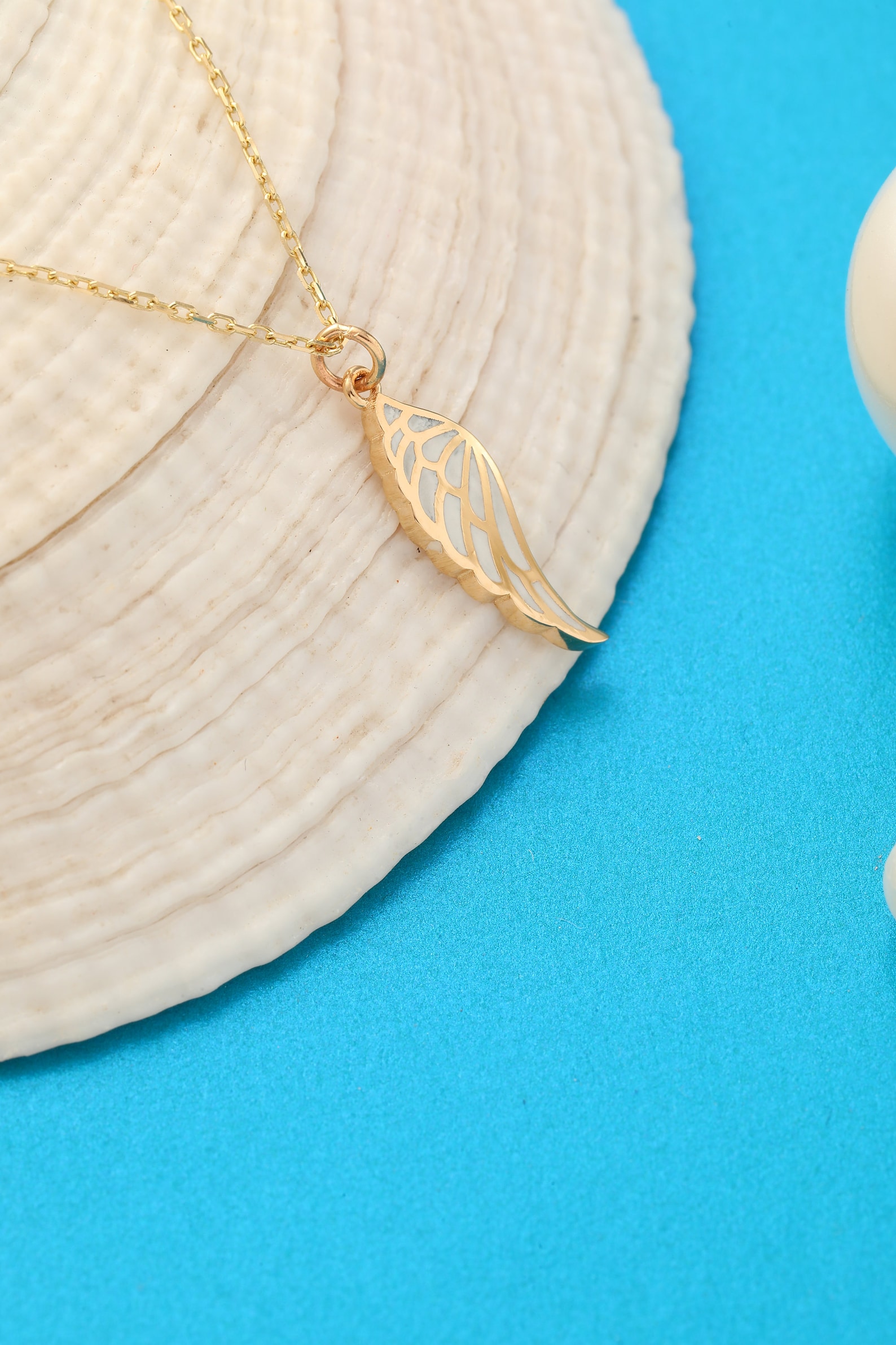 Tiny Wing Pendant, 14K Solid Gold Angel Wing Necklace, Minimalist 14K ...