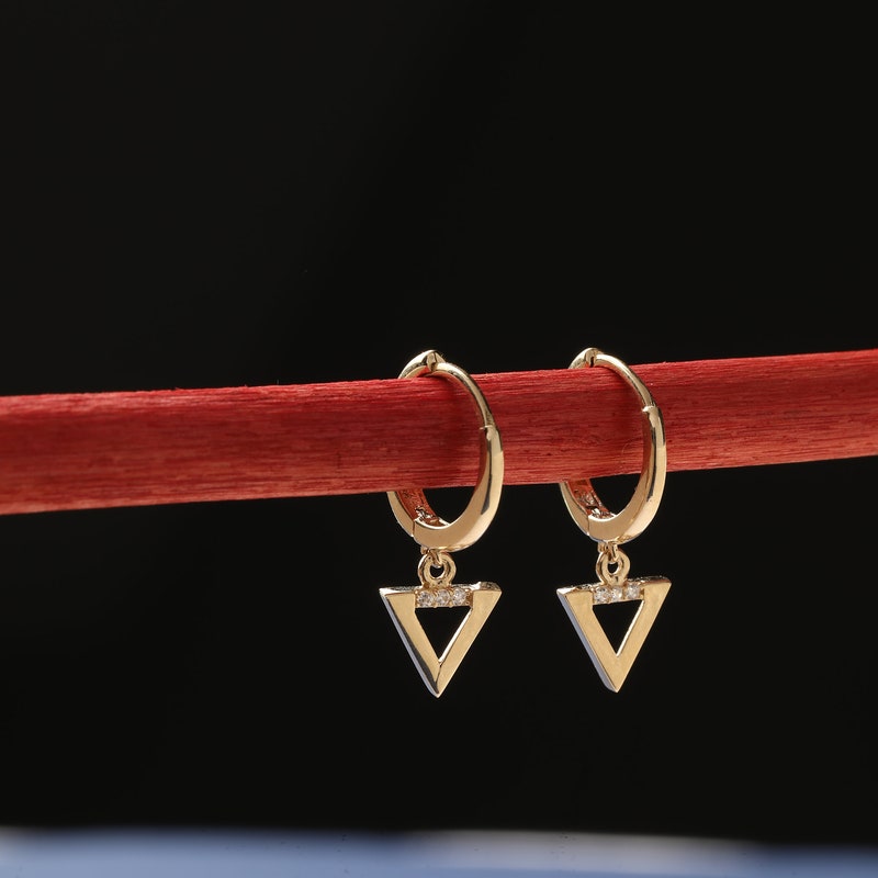 Gold Triangle Earrings - Etsy