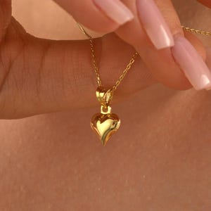 Heart Necklace, 14K Real Gold Heart Necklace, Dainty Initial Heart ...