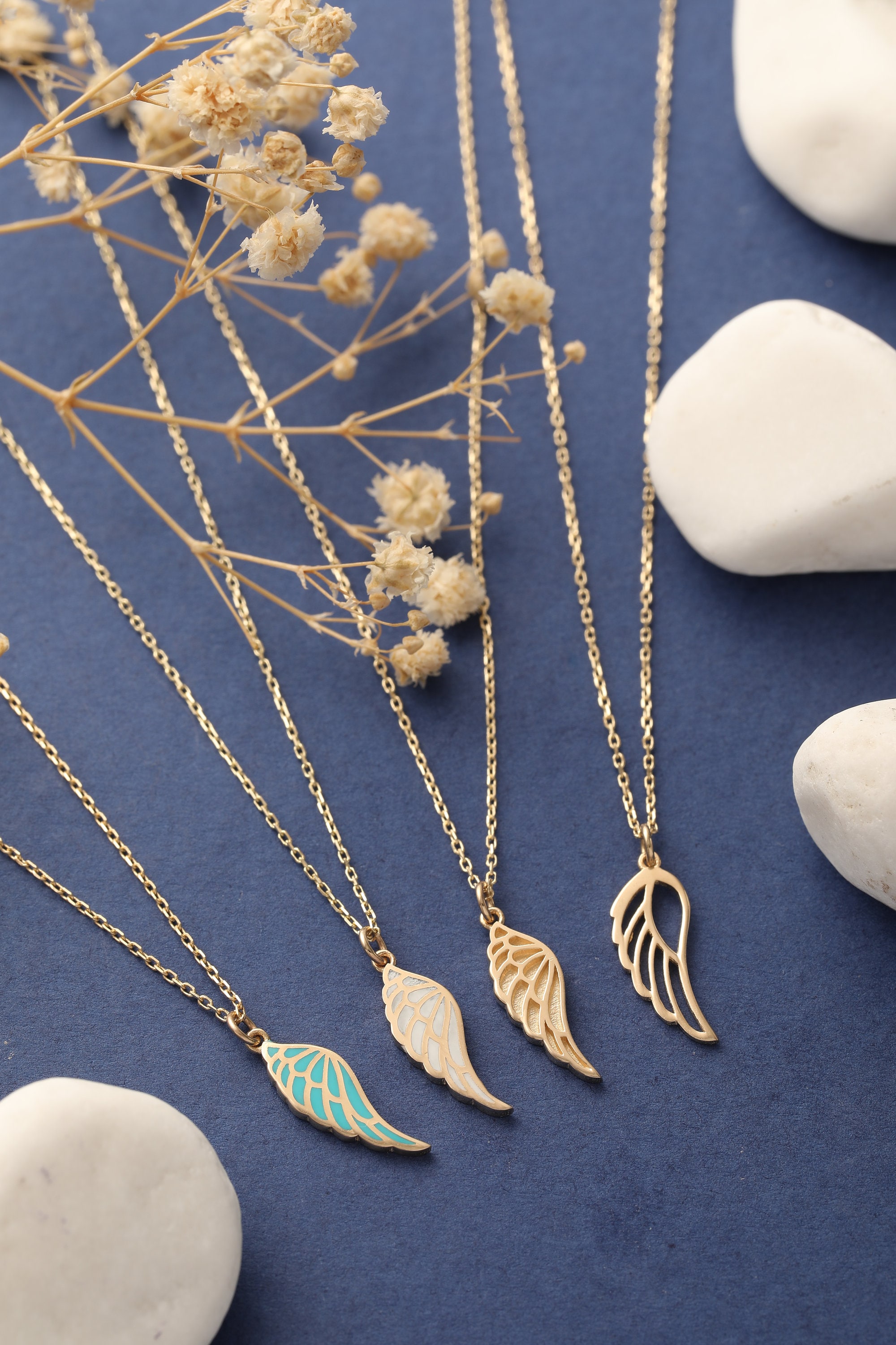 Tiny Wing Pendant, 14K Solid Gold Angel Wing Necklace, Minimalist 14K ...
