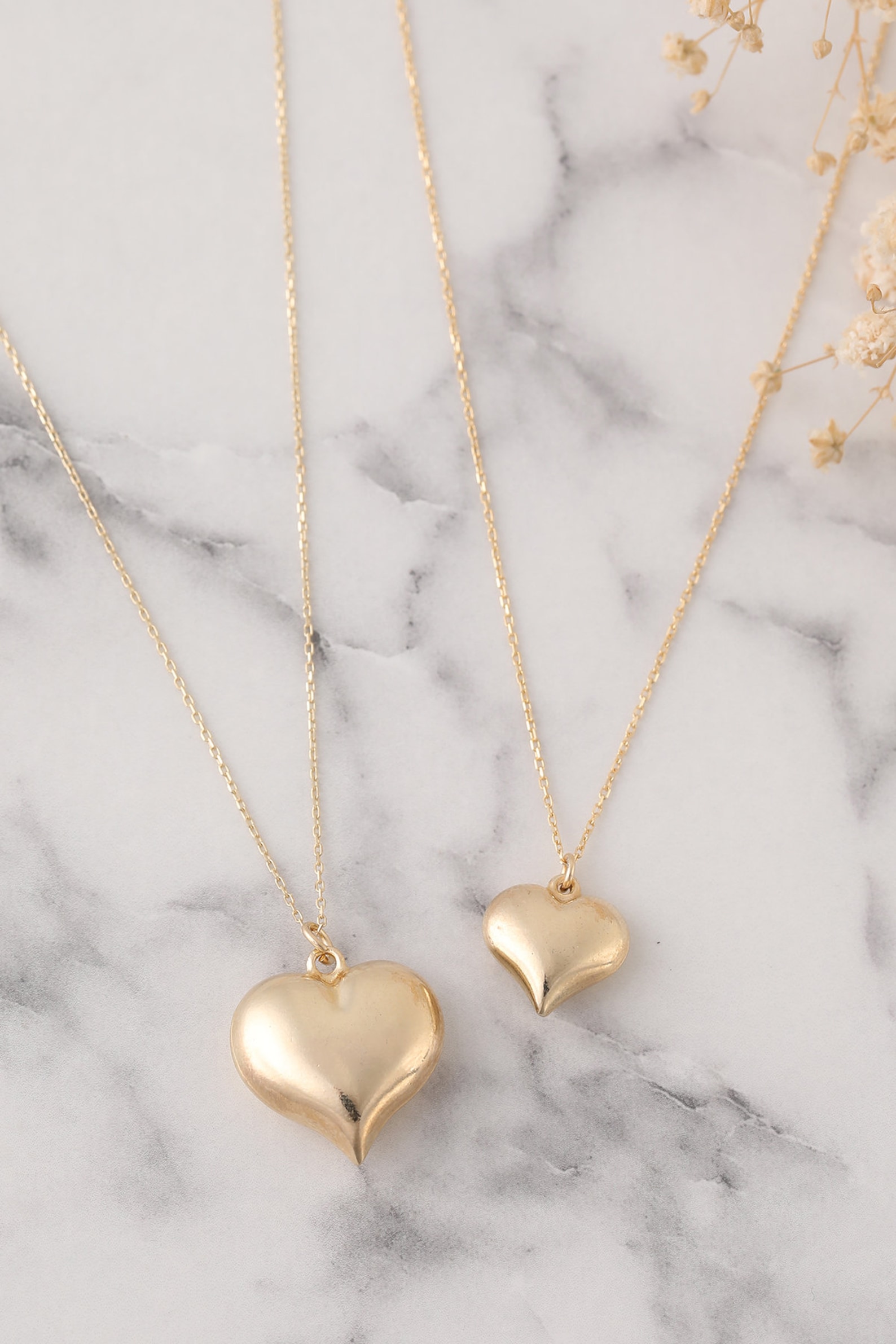 14K Gold Heart Necklace, 14K Real Gold Balloon Heart Necklace, Dainty ...