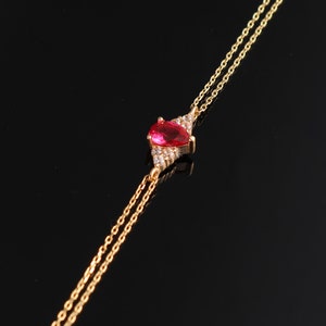 Ruby Bracelet, 14K Solid Gold Ruby Bracelet, Dainty Initial Ruby ...
