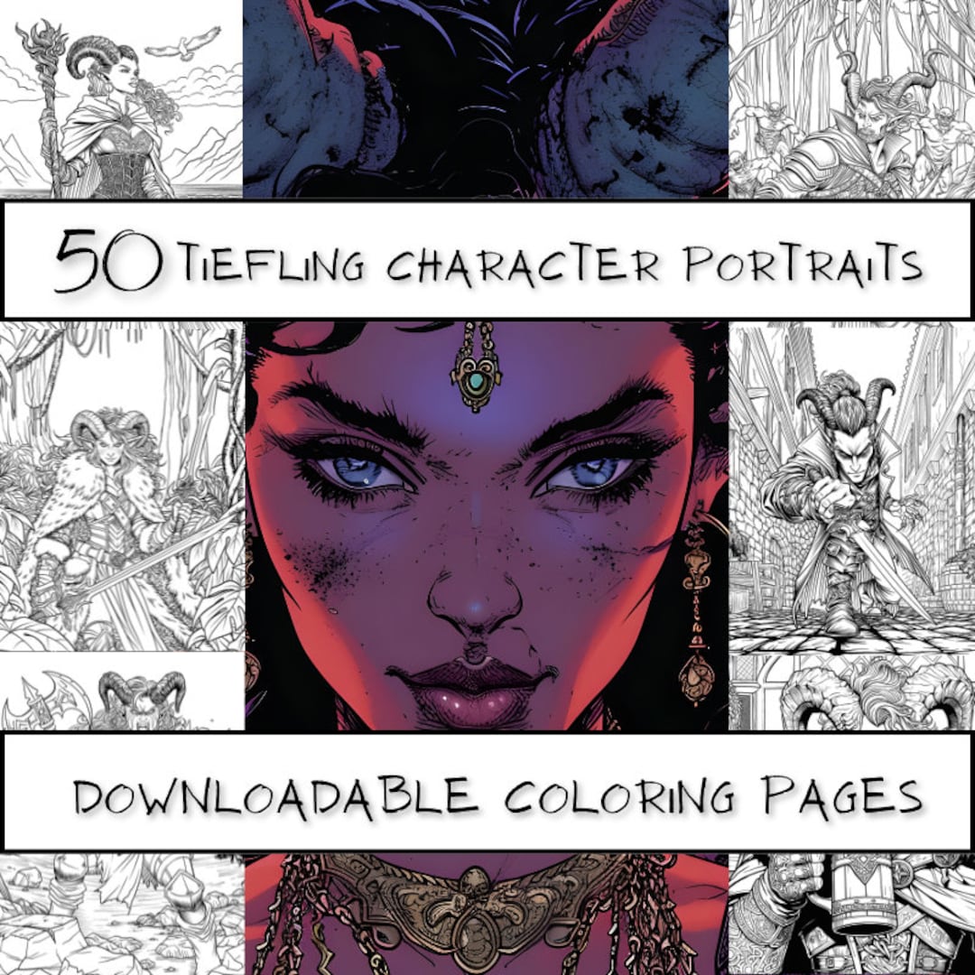 50 Tiefling Characters From Dungeons and Dragons - Adult Coloring Pages ...