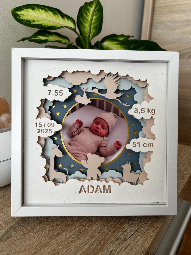 Personalized Newborn Baby Frame - SVG Templates + Alphabet for ...
