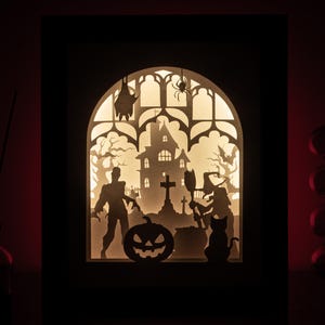 Halloween DIY Light Box Templates (PDF for Printing + SVG for Cutting ...