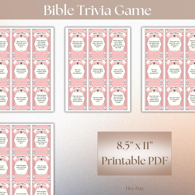 Bible Trivia Game: 150+ Cards for Church & Family (printable PDF) - Etsy
