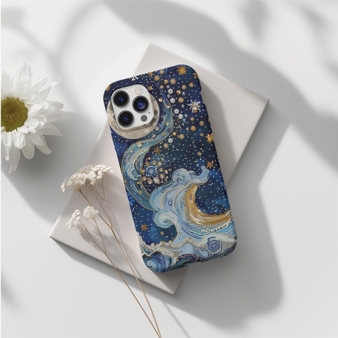 Celestial Starry Night Sky Phone Case Aesthetic Unique Embroidery ...