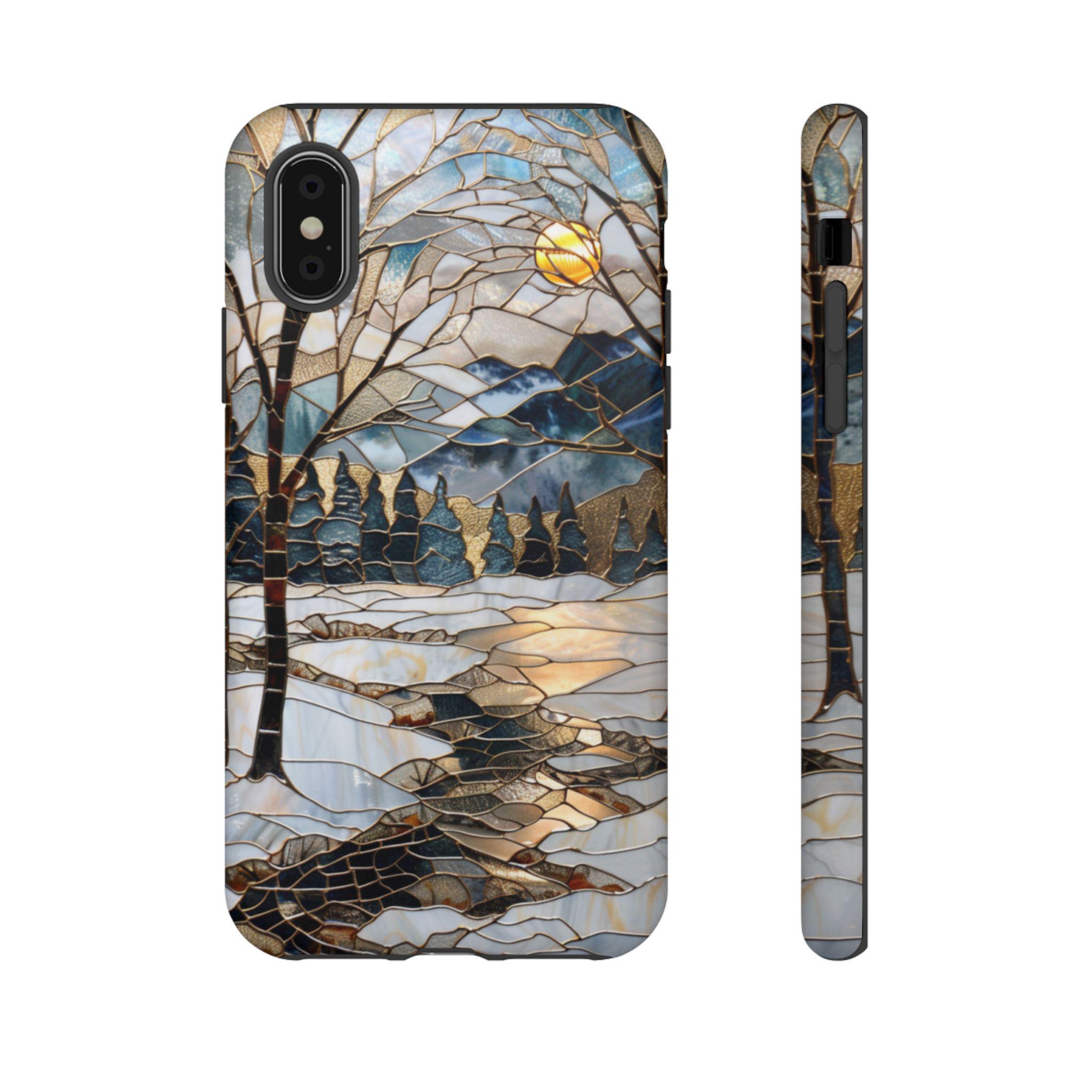 Winter Landscape Stained Glass Mosaic Phone Case Aesthetic Nature ...