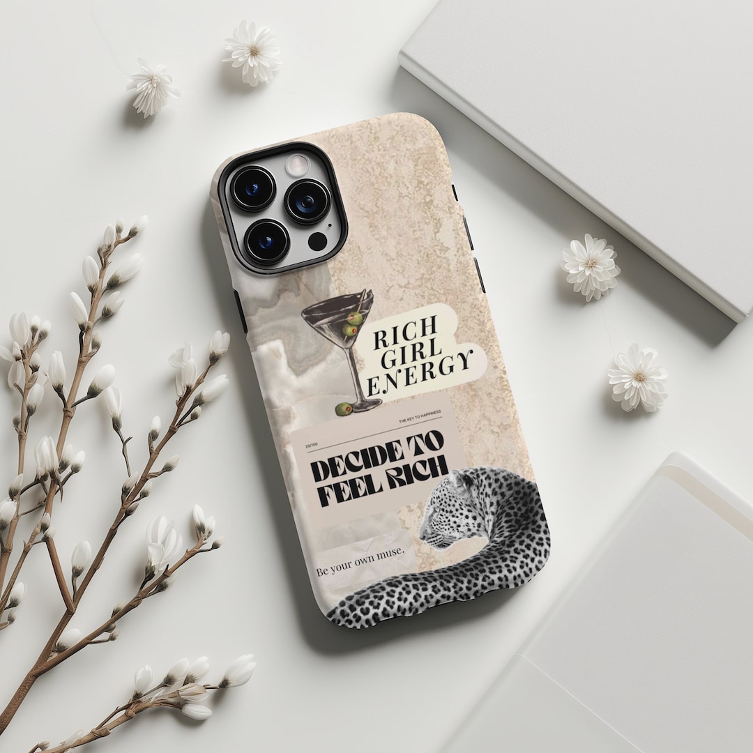 Vintage Old Money Aesthetics Phone Case Martini Leopard Animal Pattern ...