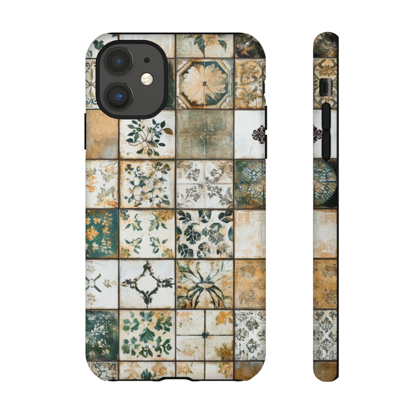 Vintage Tile Phone Case Elegant Patchwork Unique Aesthetic iPhone 16 15 ...