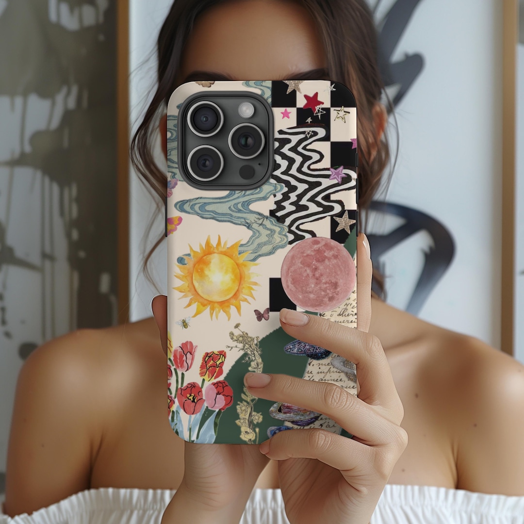 Preppy Aesthetic Collage Phone Case Moon and Sun Cute Adorable Girly ...