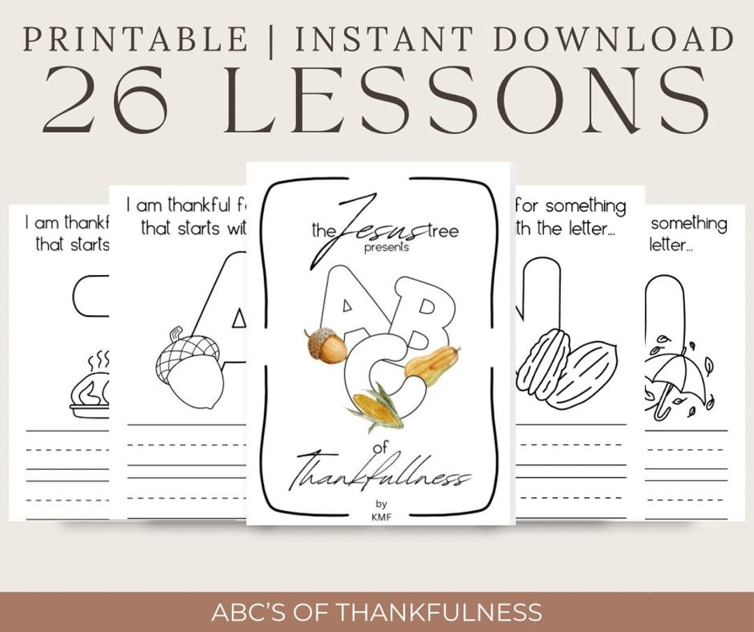 The Jesus Tree: the Abc's of Thankfulness Alphabet Worksheets INSTANT ...