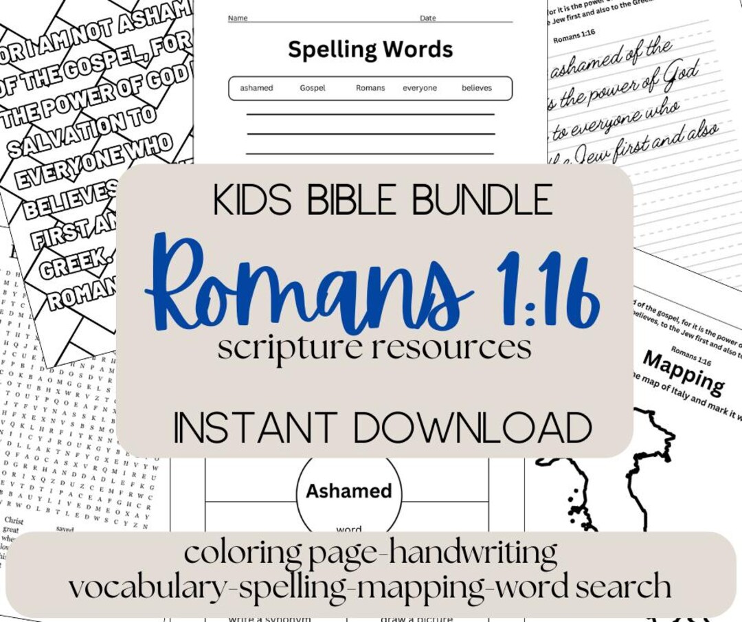 Romans 1:16 Digital Download Bible Scripture Resource Printable Pack- School Church Homeschool ...