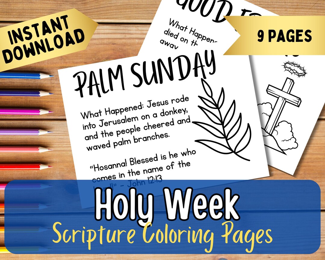 Holy Week Printables | Digital Download | Coloring Pages With Scripture ...