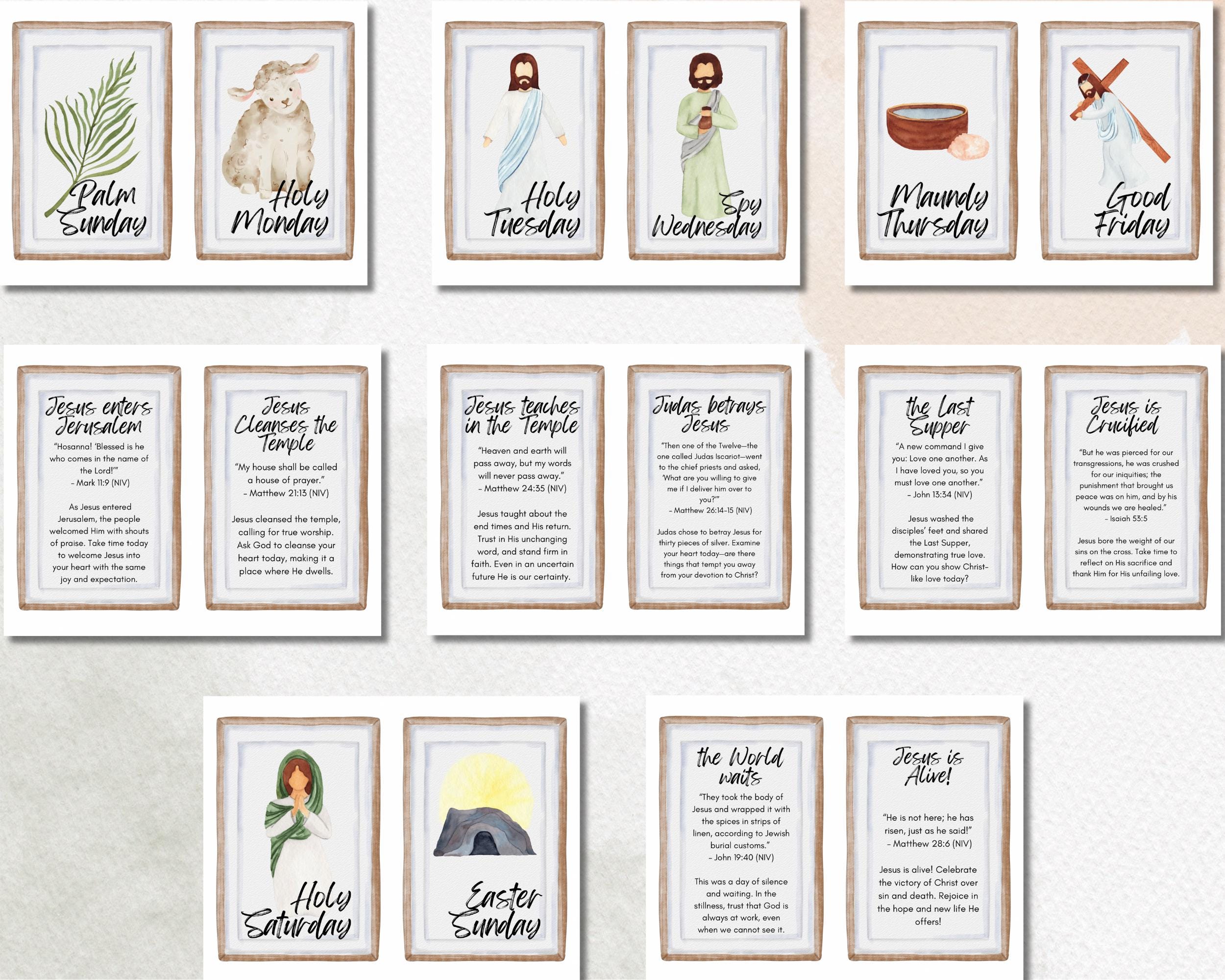 Christian Holy Week Easter Scripture Cards Printable Advent Countdown ...