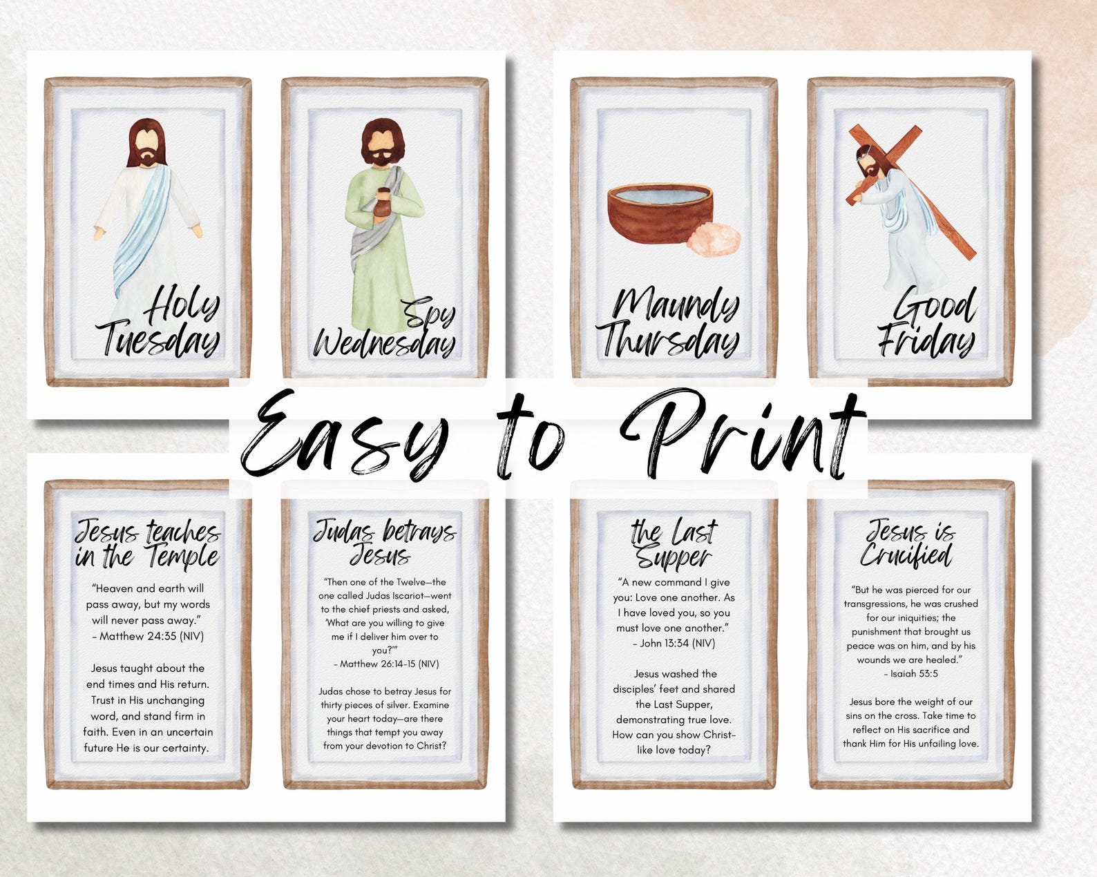 Christian Holy Week Easter Scripture Cards Printable Advent Countdown ...