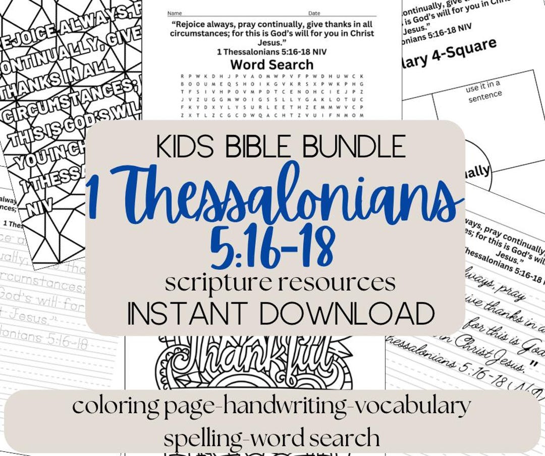 1 Thessalonians 5:16-18 8 Page Digital Instant Download Printable Pack ...