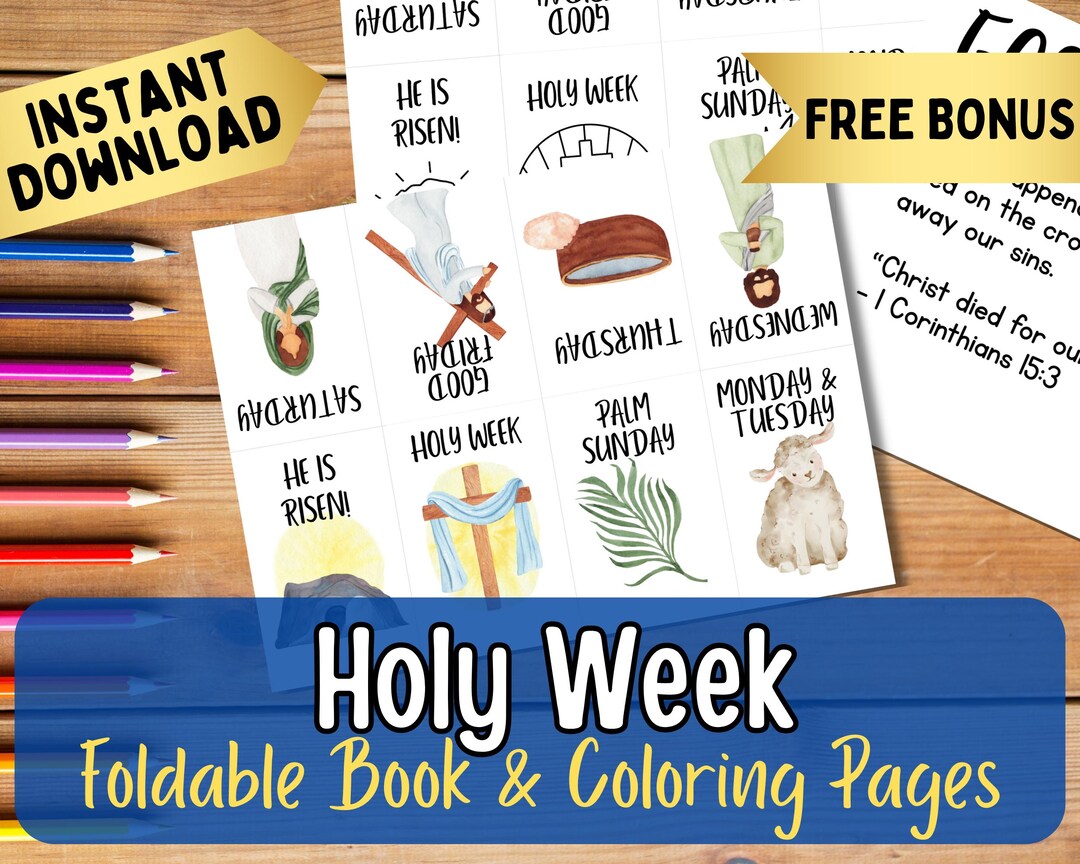 Holy Week Printables | Digital Download | Foldable Books + Coloring ...