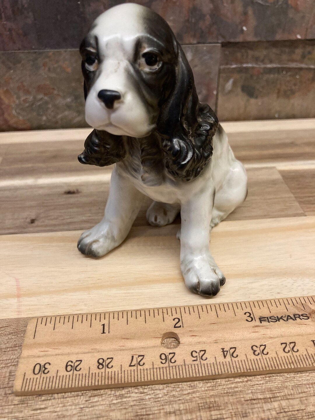 Vintage Black & White Porcelain Cocker Spaniel Figurine Marked Japan ...