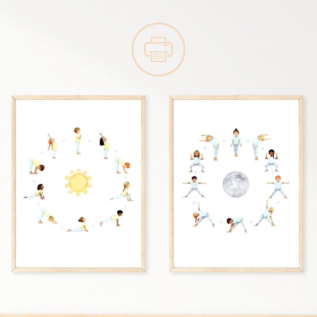 Sun and Moon Salutation Poster (without Text) for Children's Yoga ...